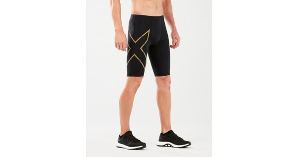 Buy 2XU MCS Running Compression Shorts Black Gold Reflective Online in ...